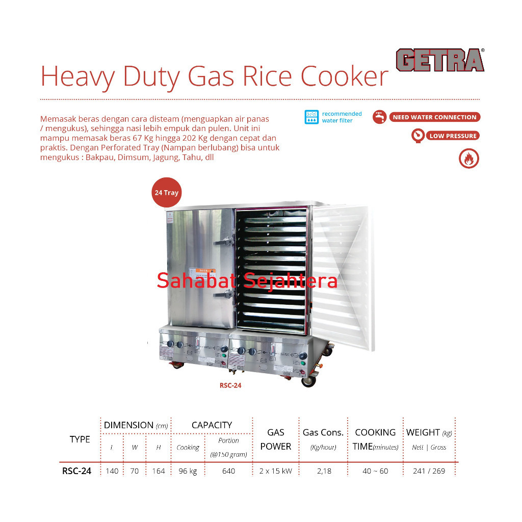 Jual GETRA Heavy Duty Gas Rice Cooker RSC-24 Alat Pemasak Nasi | Shopee Indonesia