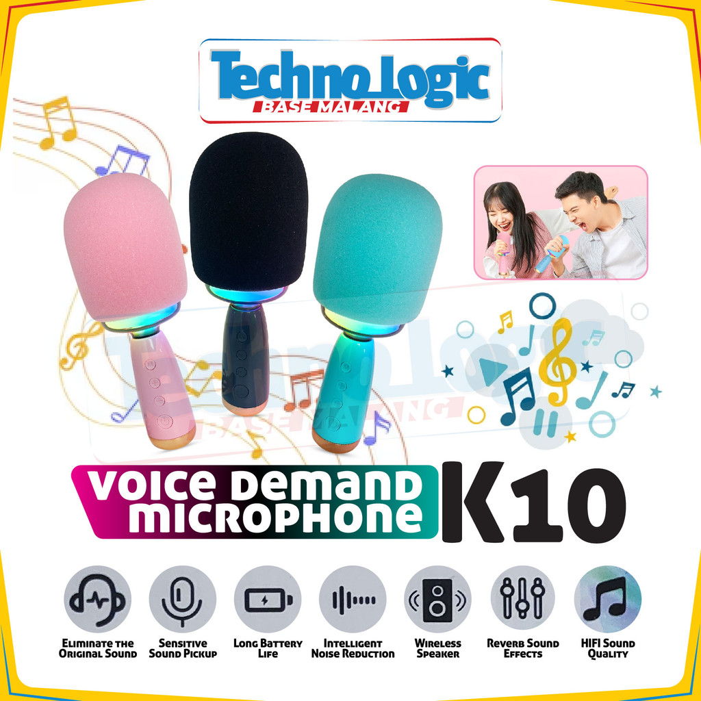 Jual K10 Karaoke Microphone & Speaker – Wireless Bluetooth, Lampu RGB ...
