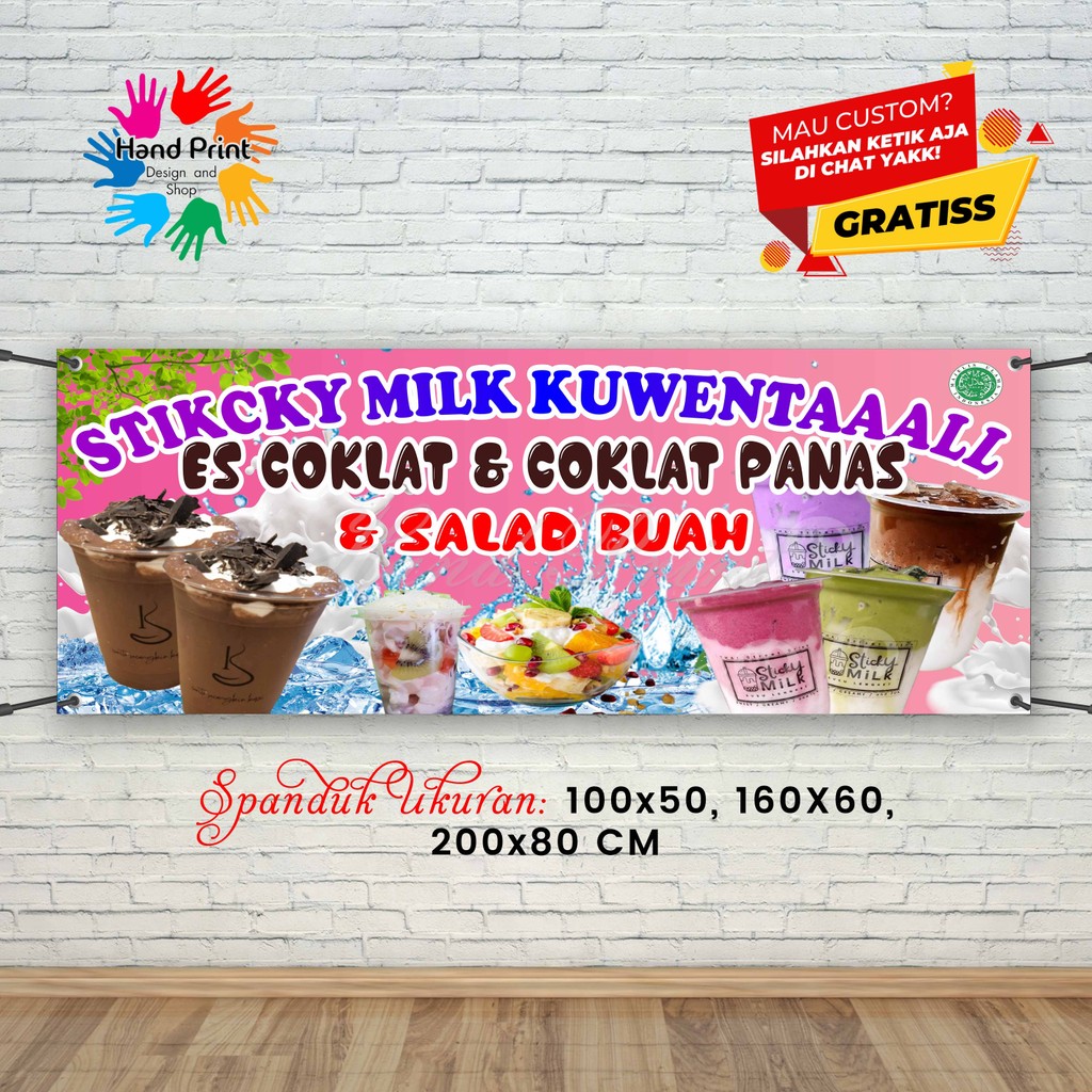 Jual Cetak Spanduk Banner Jualan Sticky Milk Dan Es Coklat MMT Spanduk ...