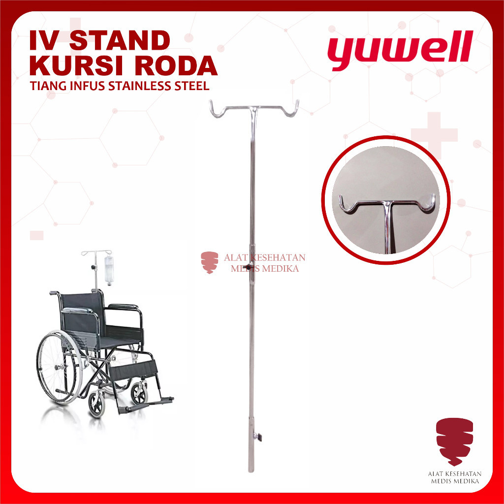 Jual Tiang Infus Kursi Roda IV Stand Stainless Steel Infusion Wheel ...