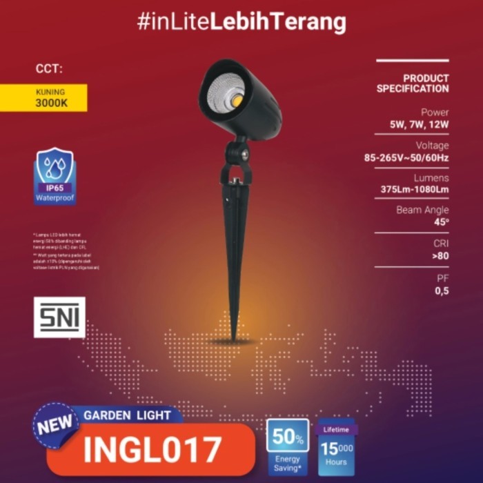 Jual Lampu Taman Outdoor INLITE INGL017 5W 7W 12W In-Lite IP65 Tancap ...