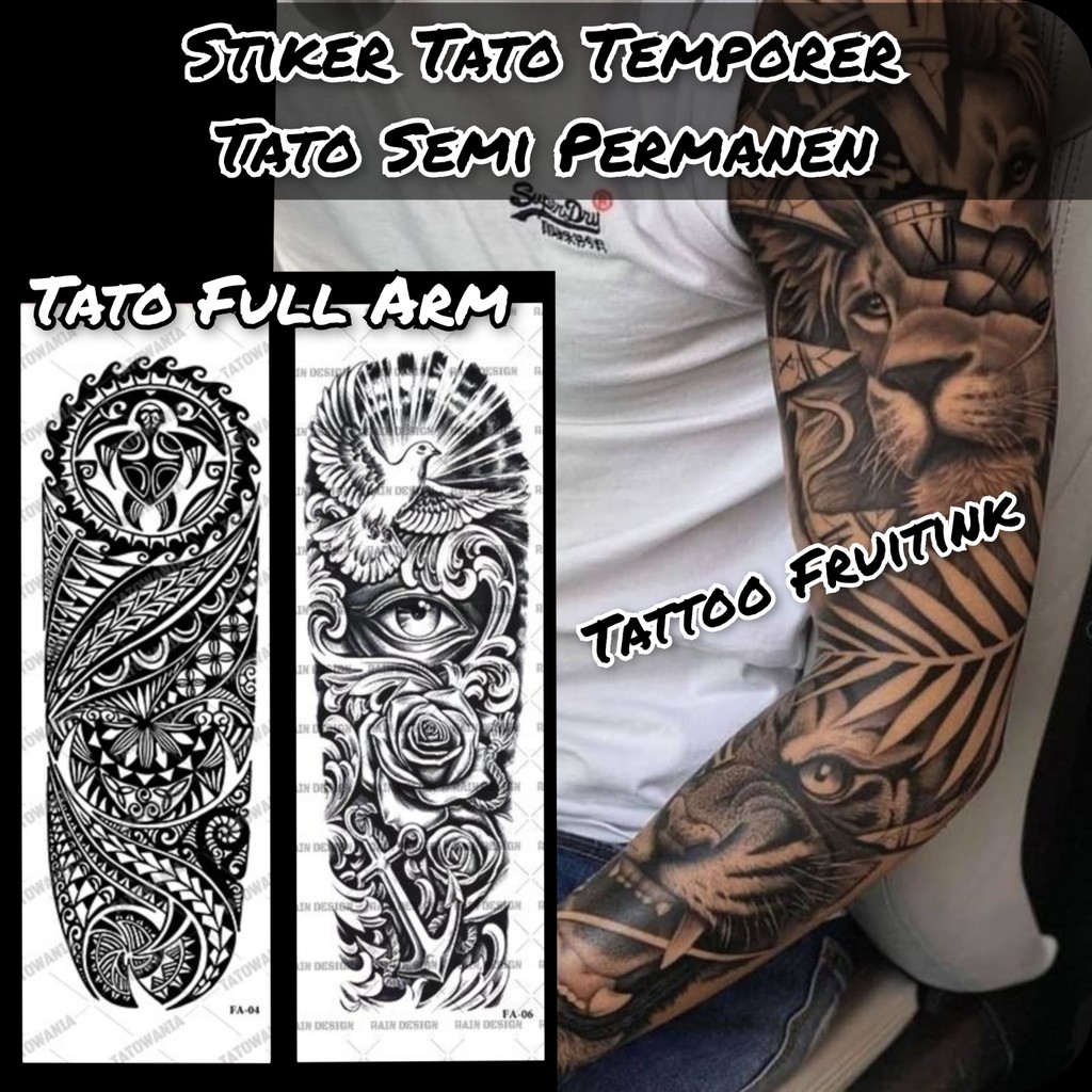 Jual TattooPop - Stiker Tato Temporer Motif Full Arm - Tato Temporer ...