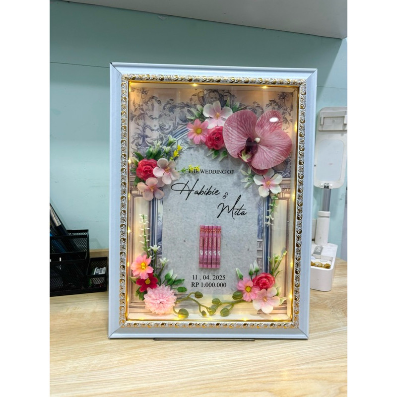 Jual bingkai mahar pernikahan semi resin art tetes air gunungan wayang ...