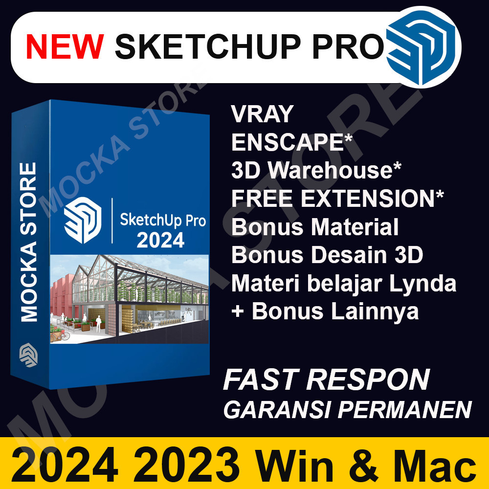 Jual Sketchup PRO 2024 2023 2022 +Vray Lifetime Aktif Permanen Lifetime ...