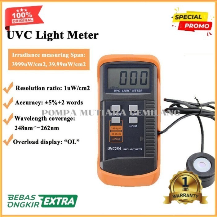Jual UV C Meter UVC254 UVC Ultraviolet Detector Tester UVC-254 Light ...