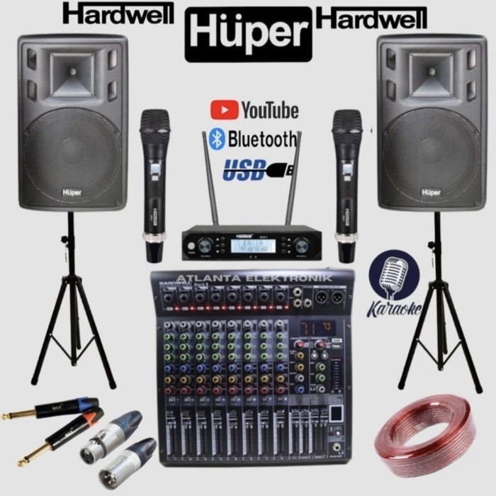 Jual PAKET SPEAKER HUPER HA 400 +MIC HARDWELL CLX 1+ MIXER MARK 8 ...