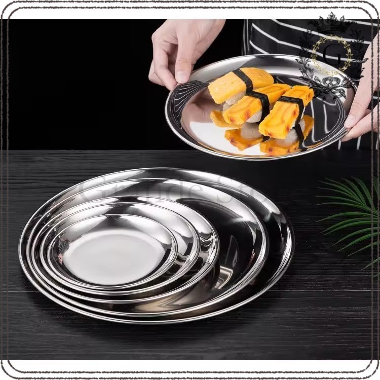 Jual Nampan Sultan Aesthetic [Diameter 26CM] - Piring Saji Emas Baja ...