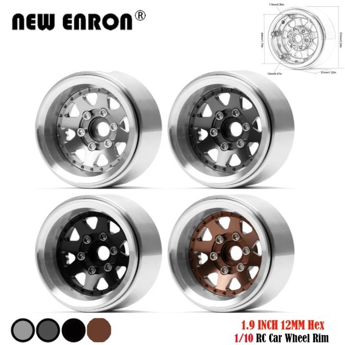 Jual VELG Metal 1.9" Beadlock RC Wheel Rims Offset -10mm 1/10 SCX10 ...