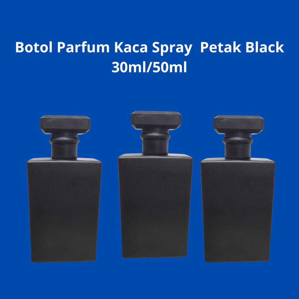 Jual Botol Kosong 30 ml/50ml-Botol Parfum Kaca Spray Petak Black (Black Cap)50 ML Grosir Botol ...