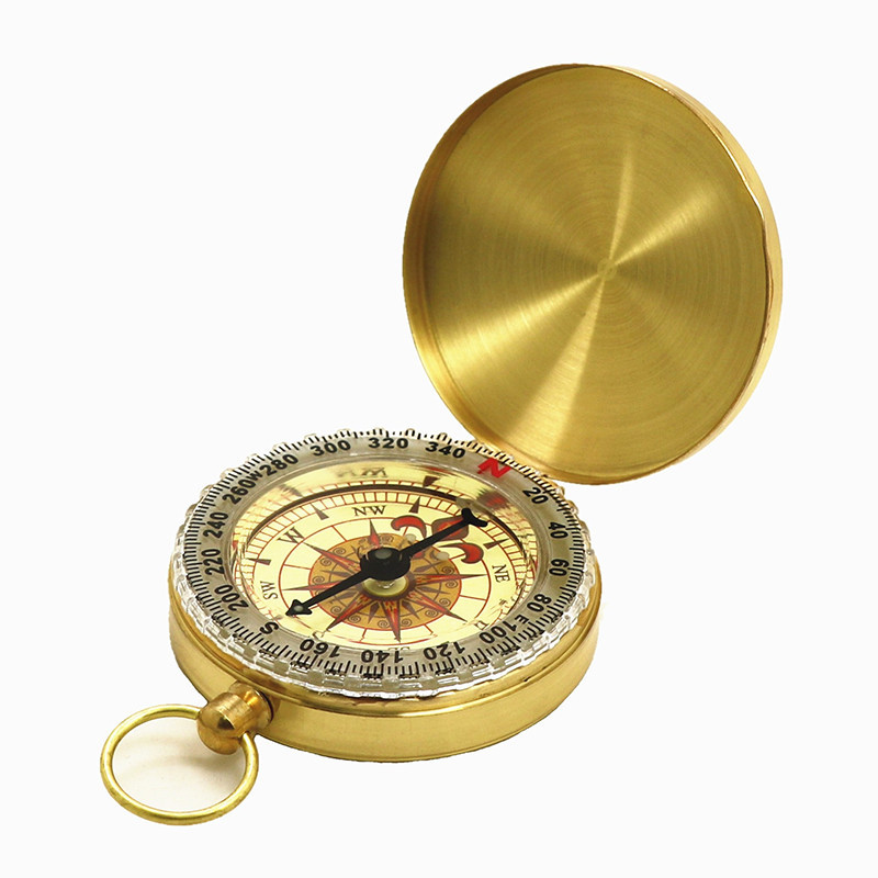 Jual Pure copper clamshell outdoor luminous metal pocket watch compass ...