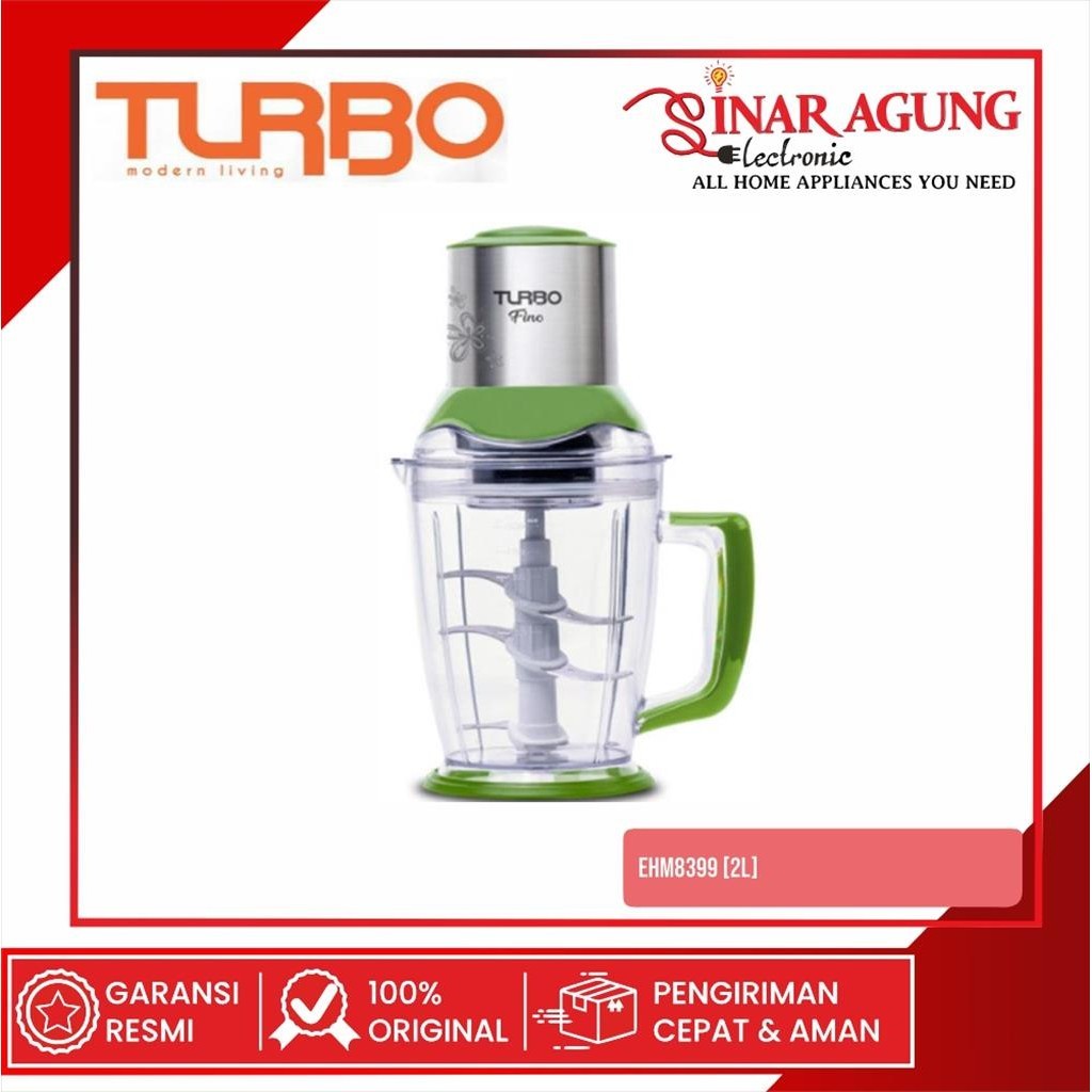 Jual TURBO EHM8399 / EHM-8399 BLENDER CHOPPER 2 LITER GREEN | Shopee ...