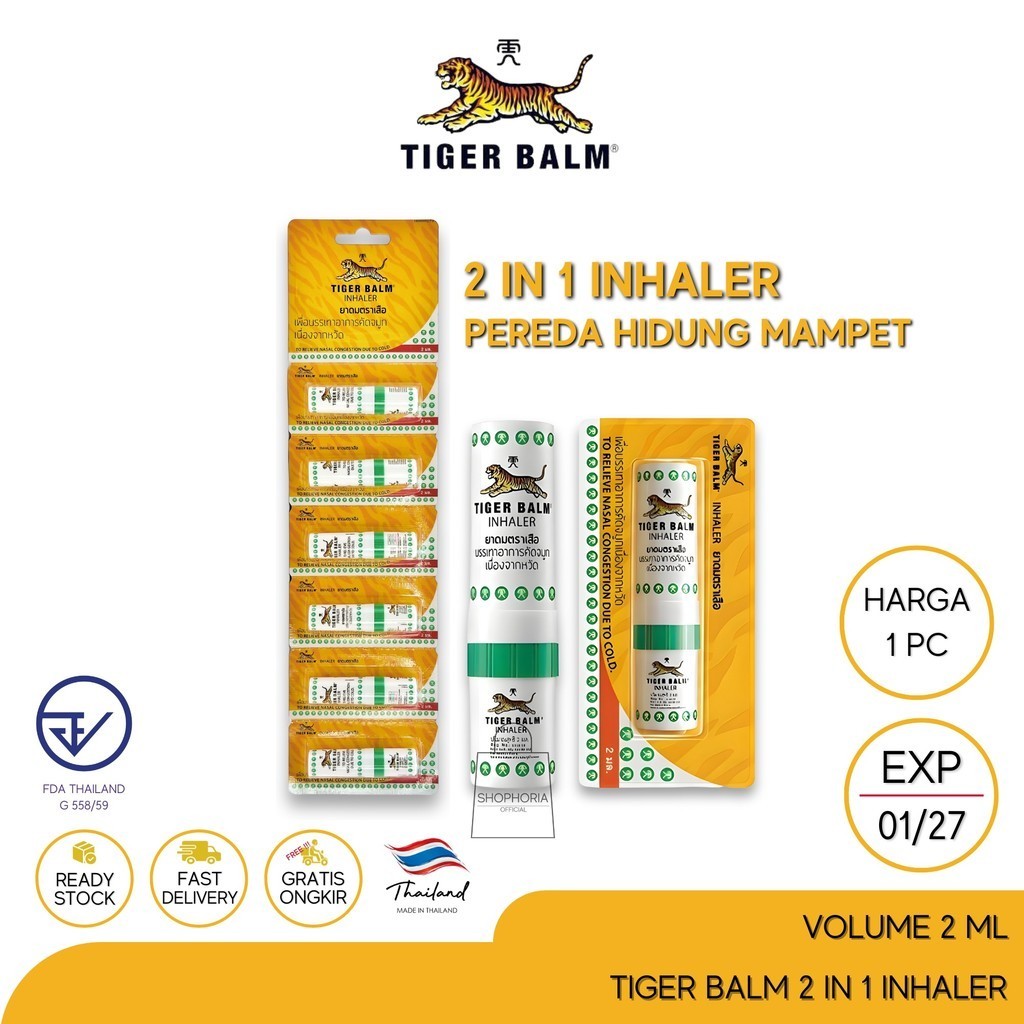 Jual Tiger Balm 2 in 1 Inhaler Volume 2 ml cc Original Thailand Minyak ...