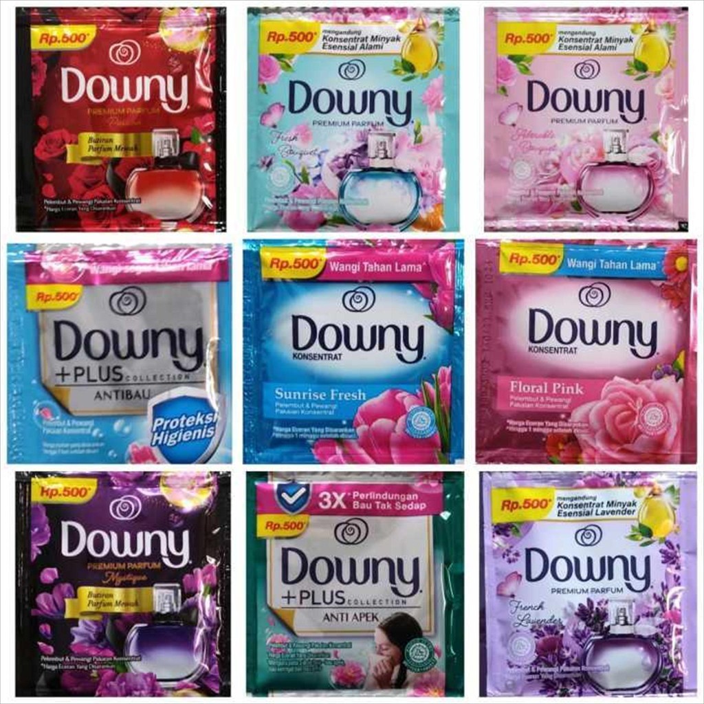 Jual DOWNY pewangi pelembut pakaian cair downy 500 [11 ml x 12 sachet] 1 renceng | Shopee Indonesia