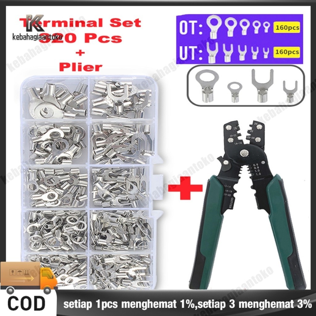 Jual Crimping Tool Kit Skun Kabel Listrik 320pcs Dan Tang Potong Kabel ...