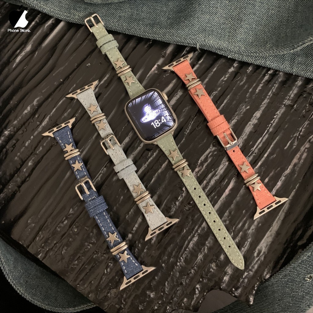 Jual Sweet Cool Star Willow Nail Denim Watch Strap Suitable for Series ...