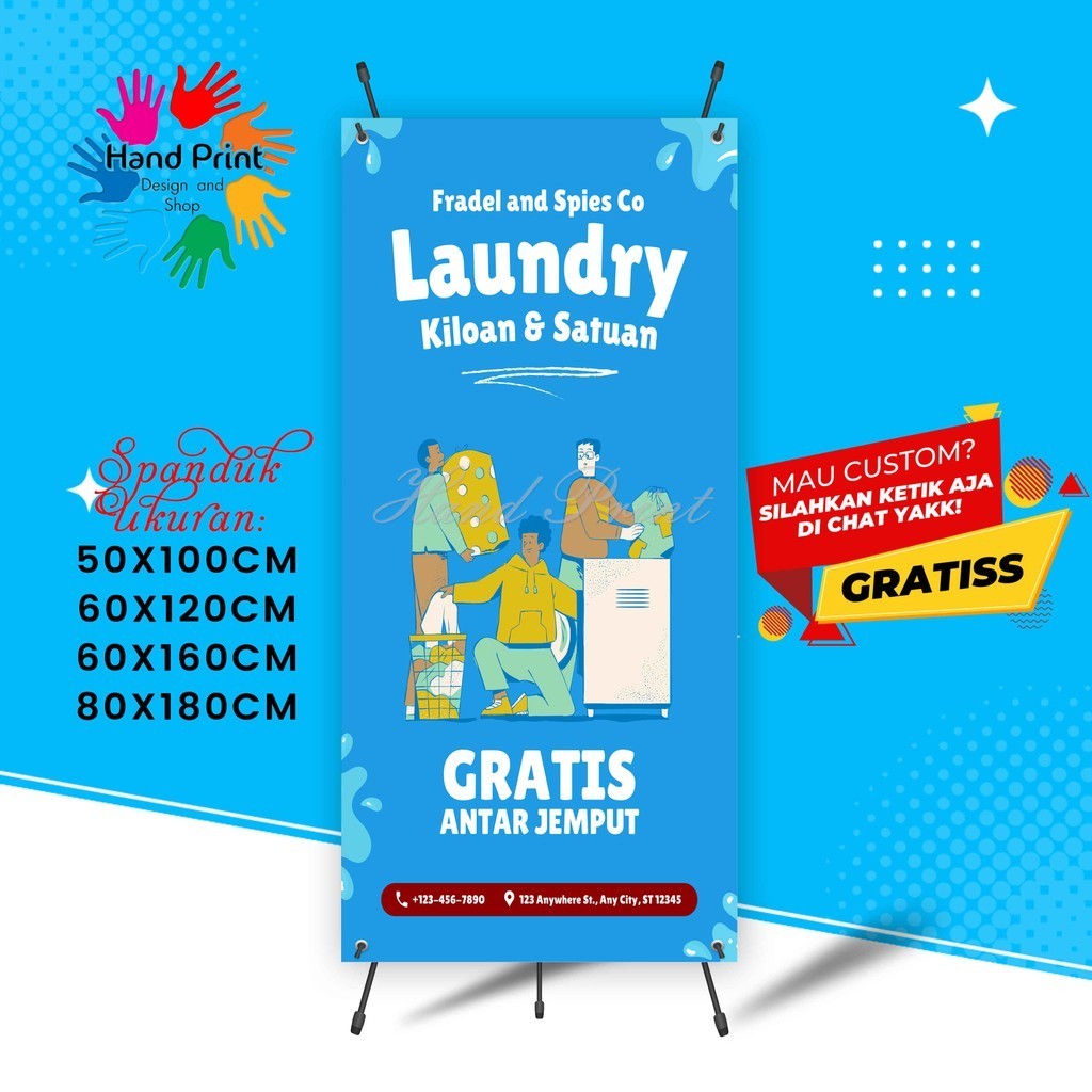 Jual Cetak Spanduk Banner Laundry Biru Gratis Antar Jemput MMT Spanduk ...