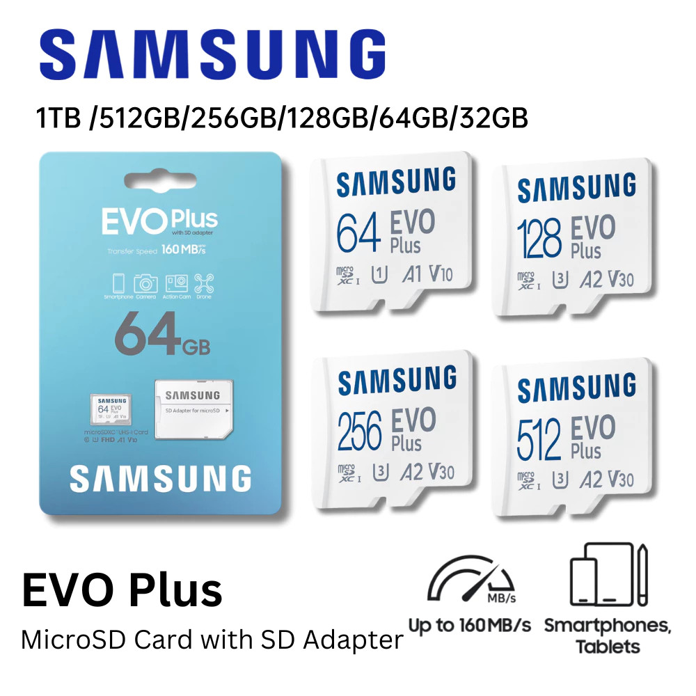 Jual Samsung MicroSD Evo Plus 32GB/64GB/128GB/256GB/512GB/1TB Memory ...