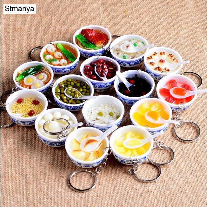 Jual New Simulation Food Key Chains noodle New Keychain Chinese Blue ...