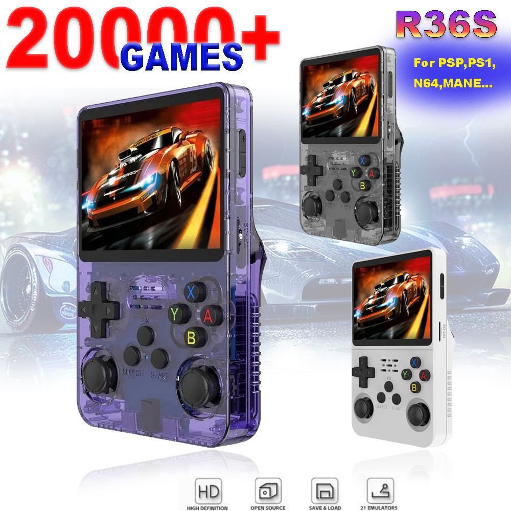 Jual R36S Handheld Game Console 3.5 inch IPS Screen 64G Linux Portable Video Games Player Open ...