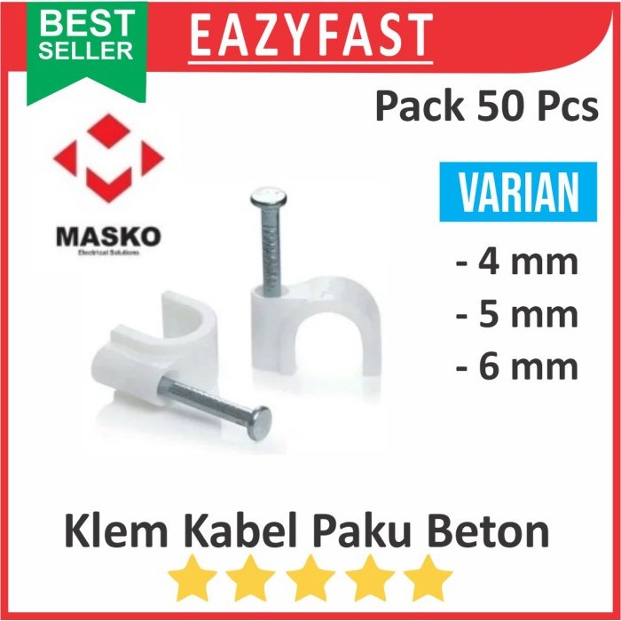 Jual Klem Kabel Paku Dinding Tembok Beton 4mm 5mm 6mm no 4 5 6 mm Masko ...