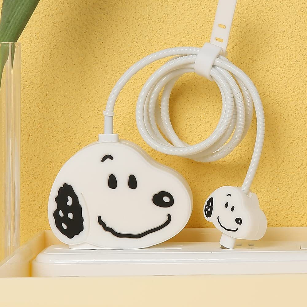 Jual Miniso Snoopy 4Pcs Set Cable Winder Charger Cover for iPhone/iPad ...