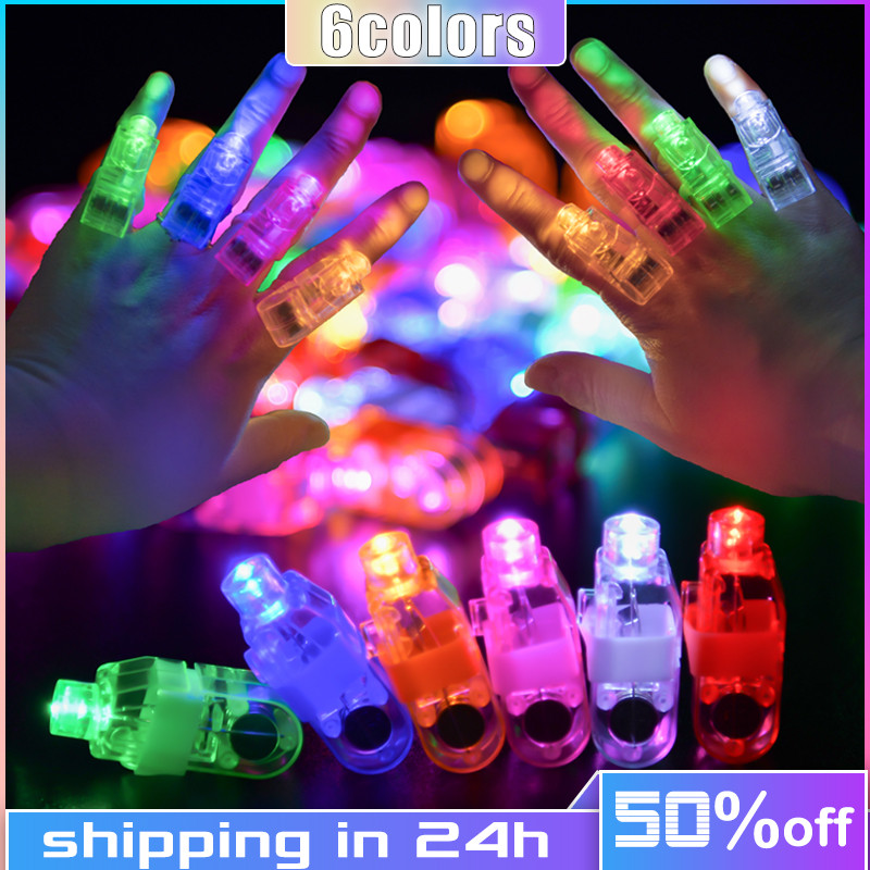 Jual 30/60/120 Pieces LED Finger Lights 6 Color Finger Flashlights ...