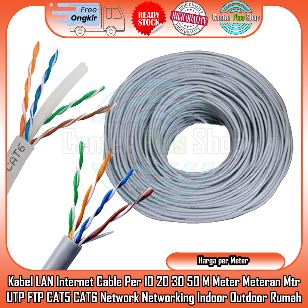 Jual Kabel LAN FTP CAT5e CAT6 CAT5 Per 10 20 30 50 Meter Wifi RJ45 ...