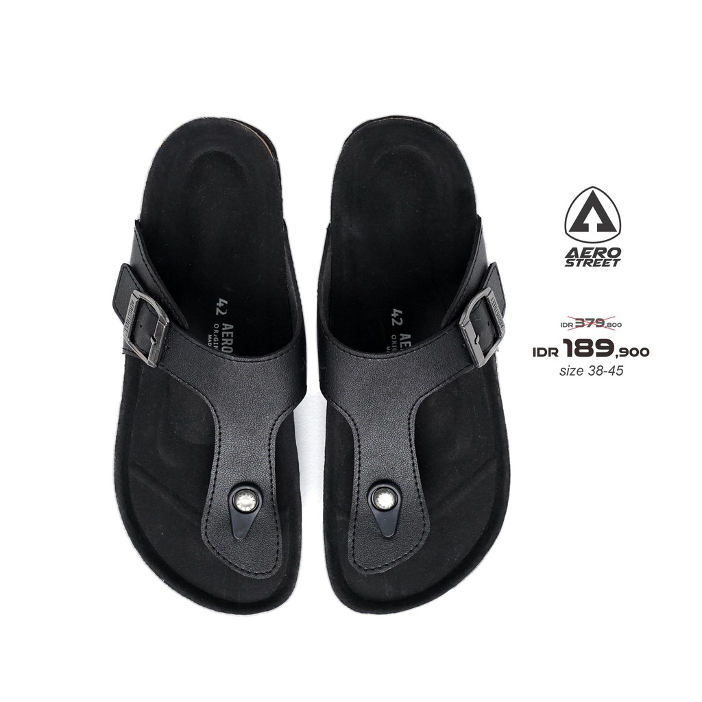 Jual Aerostreet 38-45 Sandal Maximus Hitam Hitam - Sendal Selop Slip On ...