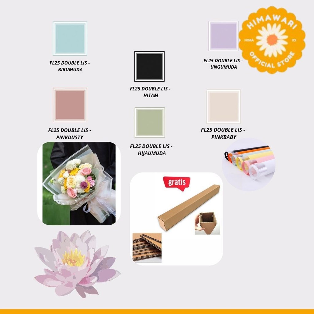 Jual HIMA - (5 LEMBAR) - FL25 DOUBLE LIS Kertas Bunga Paper Buket Motif ...
