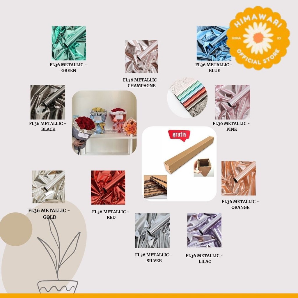 Jual HIMA - FL36 METALLIC Kertas Bunga Paper Buket Motif Polkadot Bulat ...