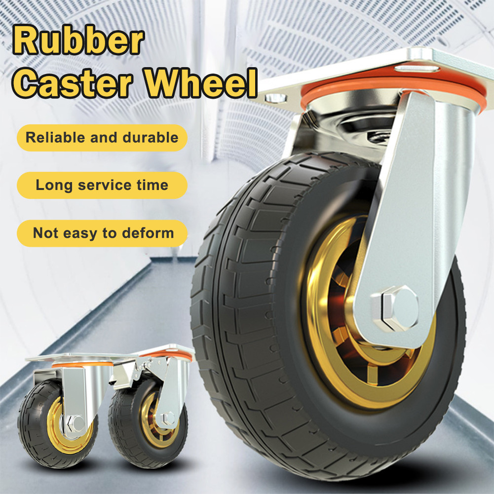 Jual Roda Troly Roly Rubber Hitam Double Bearing Heavy Duty 3 inch 4 ...