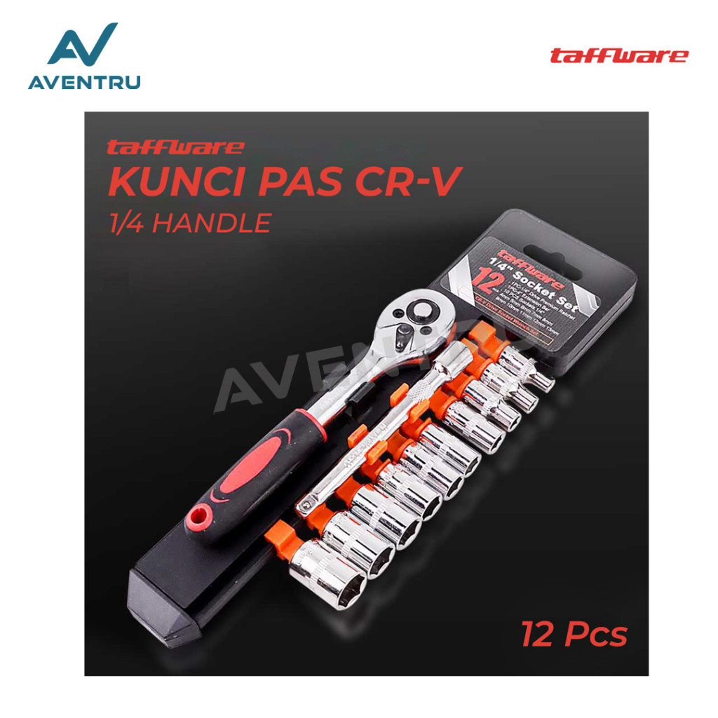 Jual Taffware Kunci Shock Kunci Sok Set 12 Pcs Ratchet 1/4 Inch Mata ...