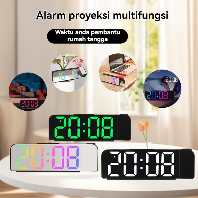 Jual Jam Digital Proyektor Warna Rainbow Jam Meja LED Smart Alarm ...