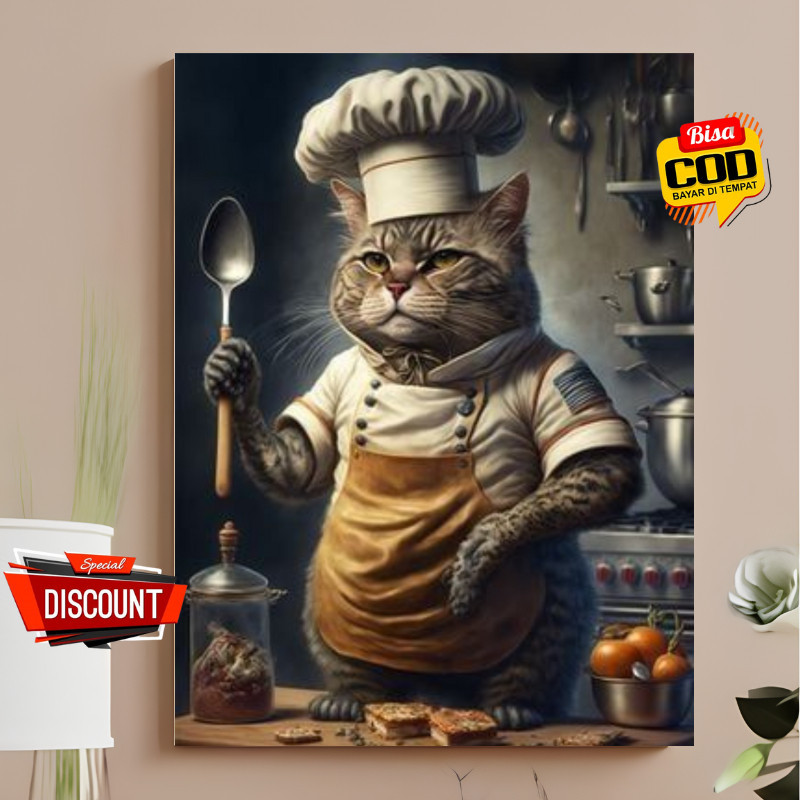 Jual Poster Chef Kucing Hiasan Dinding Papan MDF | Shopee Indonesia