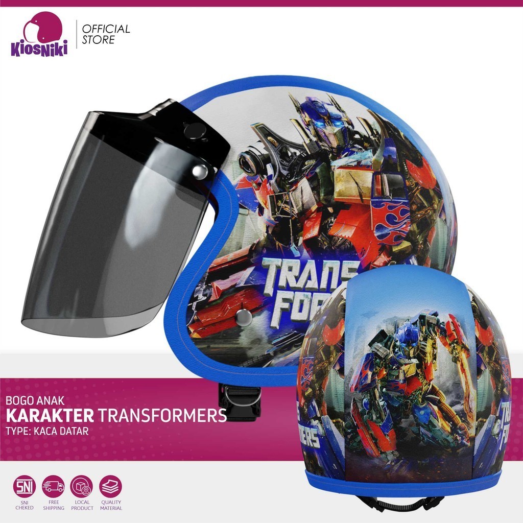 Jual Helm Bogo Anak Karakter Transformer Usia 2 3 4 5 6 Kaca Flat ...