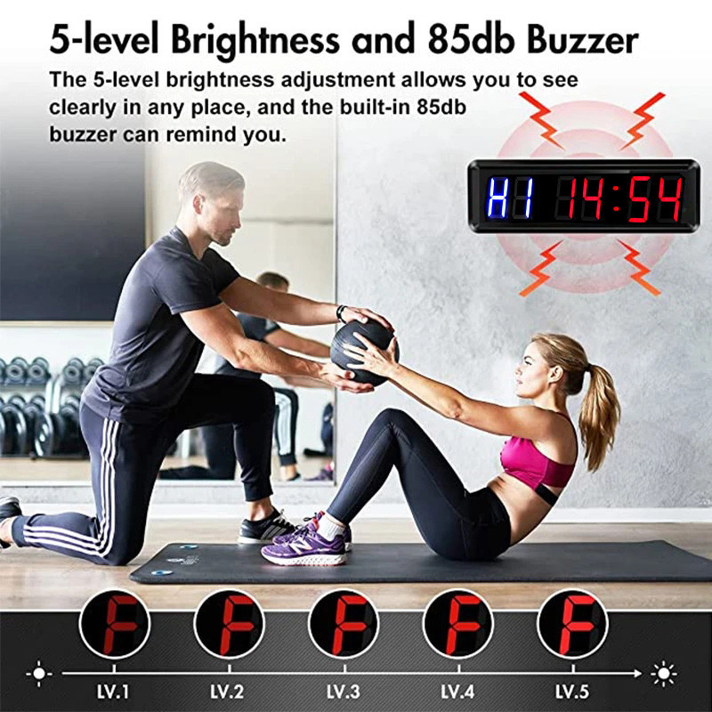 Jual 1.5'' Large Gym Clock Timer Stopwatch Count Down/Up, Workout Timer Interval Clock with ...