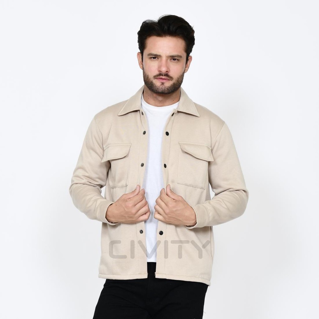 Jual Civity Shacket Jacket - Jacket Pria Bahan Fleece Hitam | Shopee ...