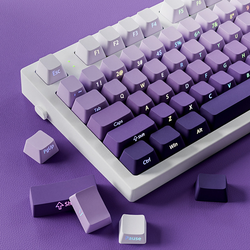 Jual 135 Keys Gradient Purple Side Print Keycaps PBT Double Shot Keycap ...