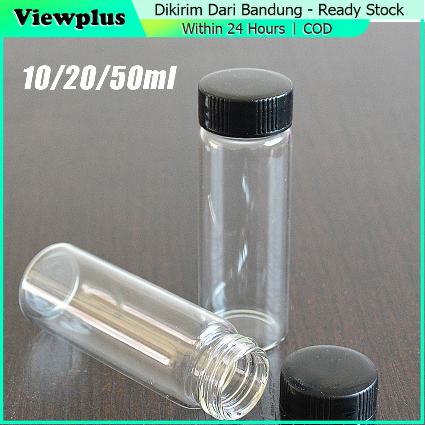 Jual 5Pcs Botol Kaca Clear Kecil 10 ml/20 mL/50 mL Tutup Ulir Hitam ...