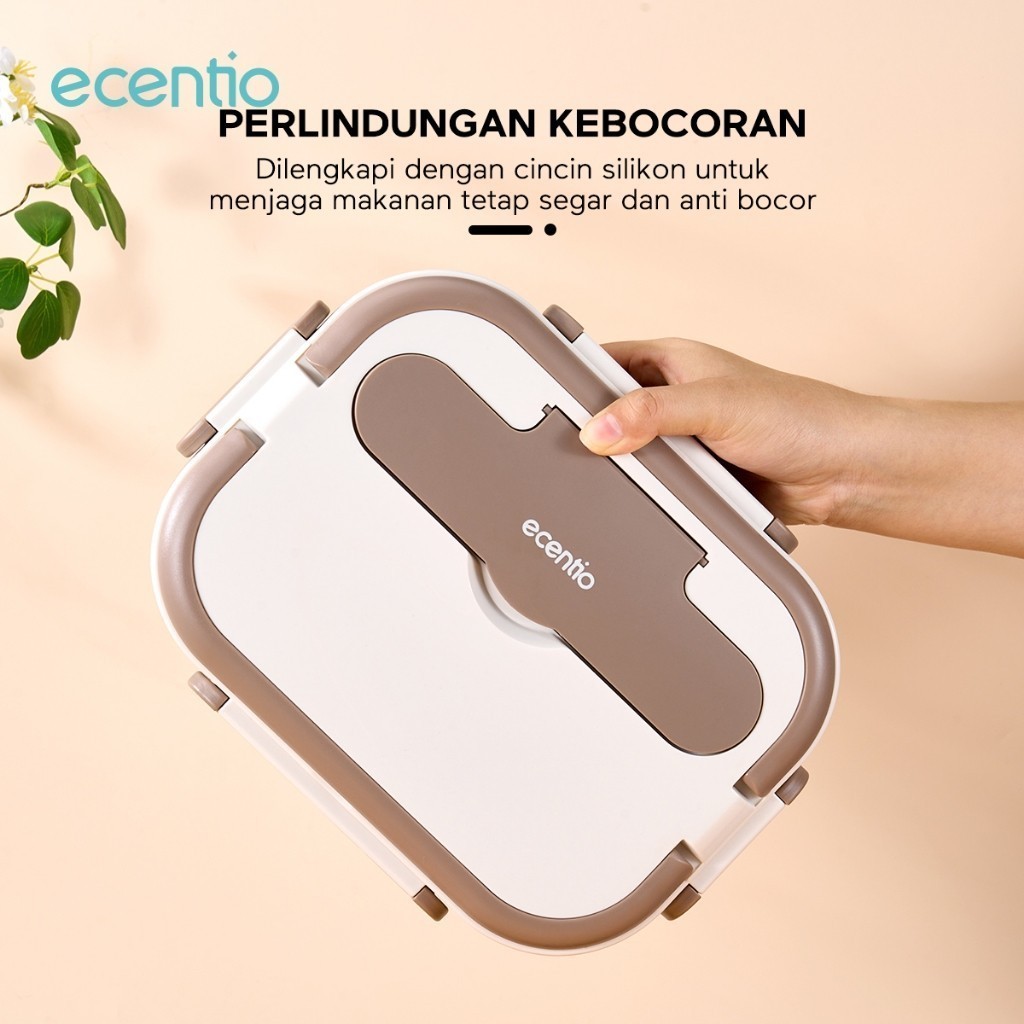 Jual ECENTIO White Coffee Lunch Box Stainless 5 sekat 1000ml Tempat ...