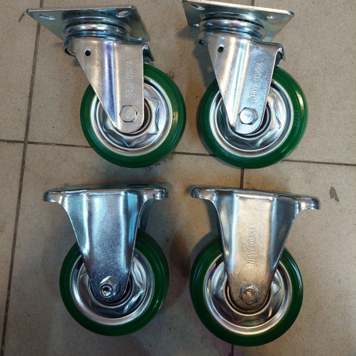 Jual Roda Pu Osaka 5 inch 1 set (2Hidup 2 Mati) | Shopee Indonesia