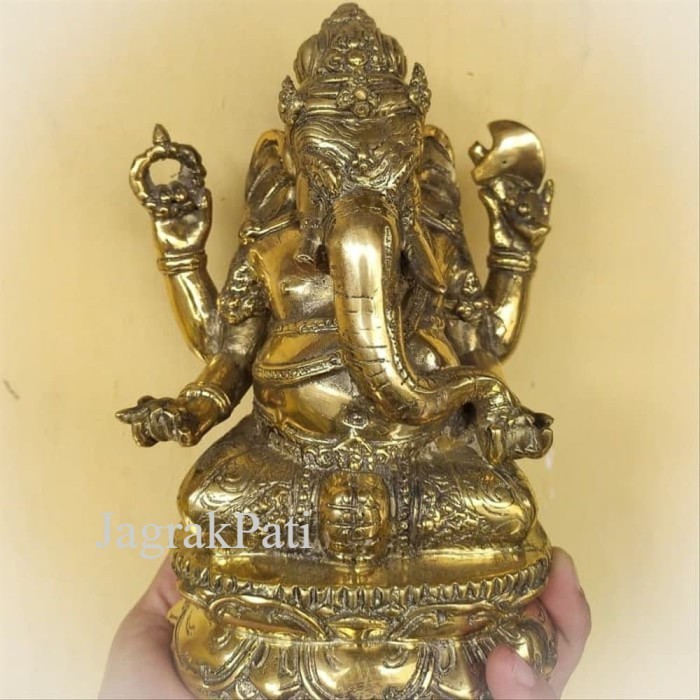 Jual Patung Pajangan Arca Miniatur Kuningan Ganesha Emas JP14522 ...