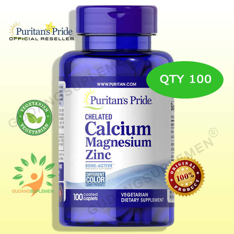 Jual Puritan's Pride CHELATED CALCIUM MAGNESIUM ZINC 100 Kaplet ...