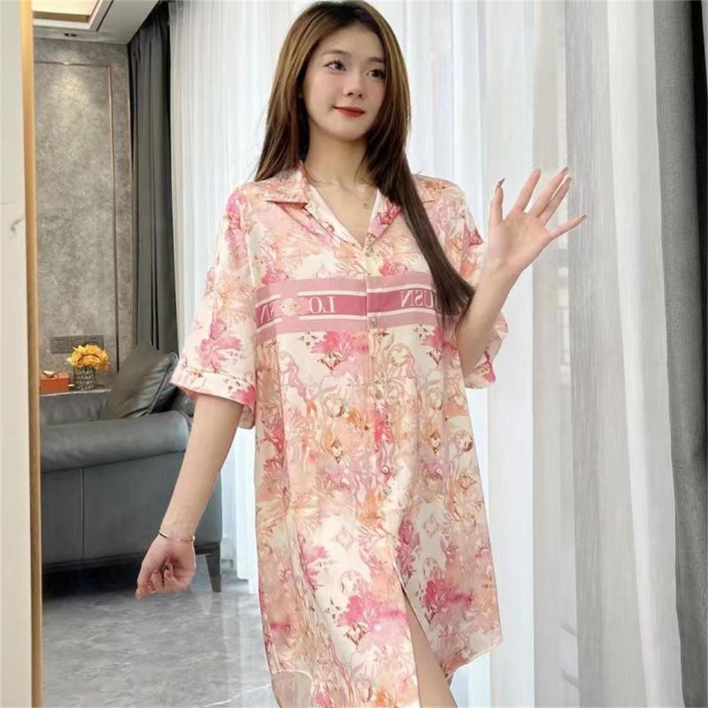Jual Sleepwear wanita dress tidur korea jumbo sutra es piyama dress ...
