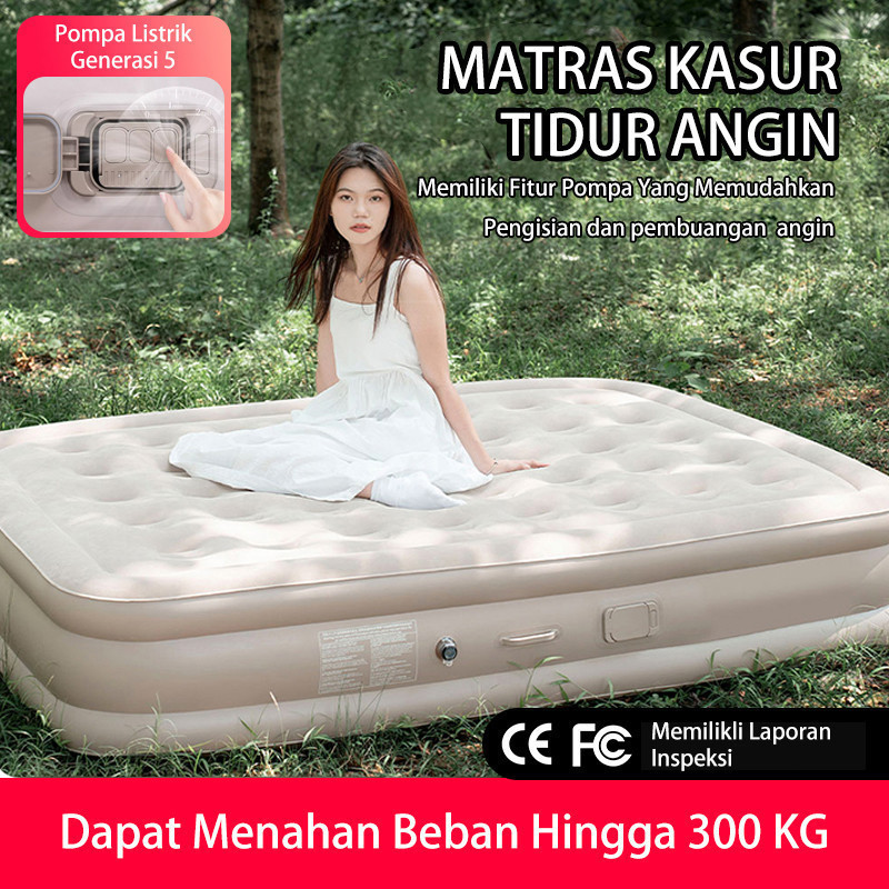 Jual Matras Kasur Tidur Angin Tahan 300KG Pompa Angin Singel Double Bed ...