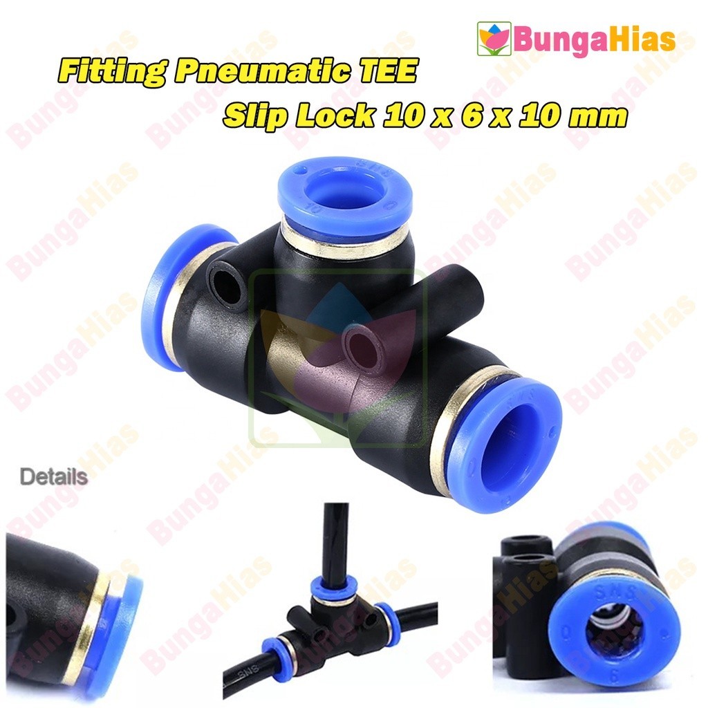 Jual Fitting Pneumatic TEE 10 x 6 x 10 mm Slip Lock Reducer Konektor ...