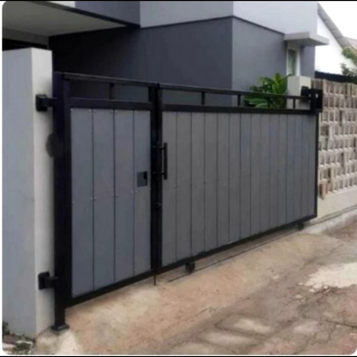 Jual pagar besi motif kayu grc pagar rumah woodplank minimalis | Shopee ...