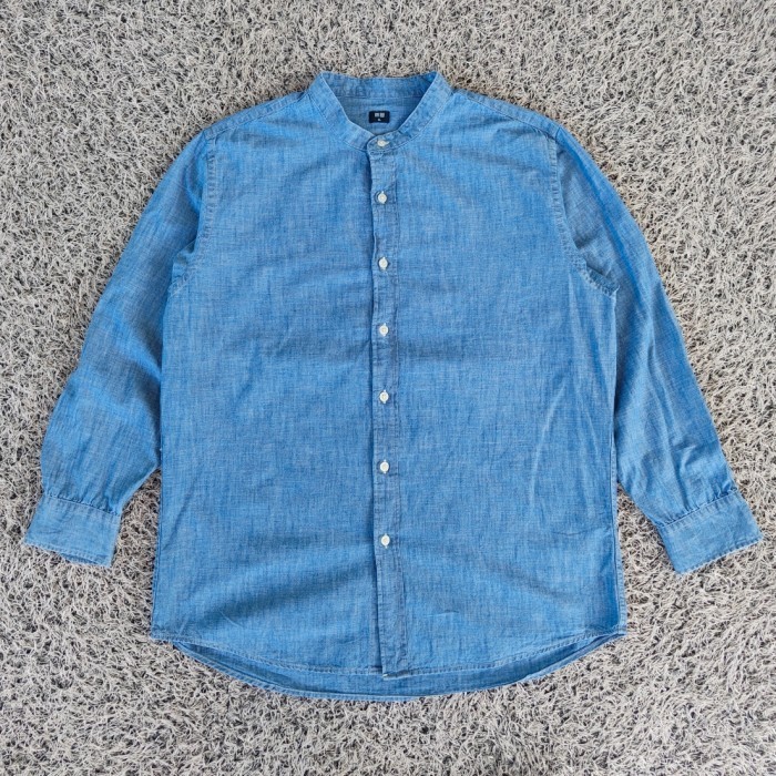 Jual uniqlo stub collar denim shirt kemeja kerah shanghai uniqlo ...