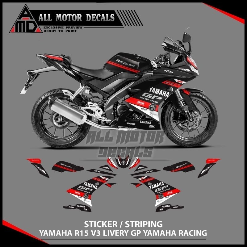 Jual Decal Striping R15 V3 Livery Yamaha Gp Racing / Decal Motor R15 V3 ...