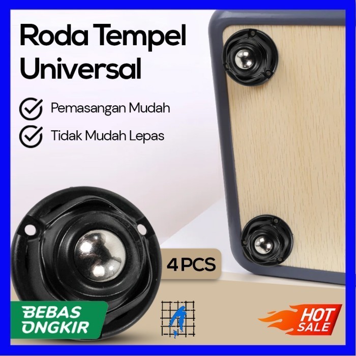 Jual Roda Tempel Furniture Universal Roller Meja Lemari Kabinet 4PCS ...